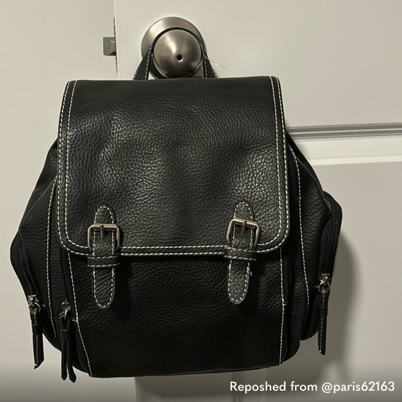 Liz Claiborne | Bags | Liz Claiborne Black Faux Leather Backpack | Poshmark